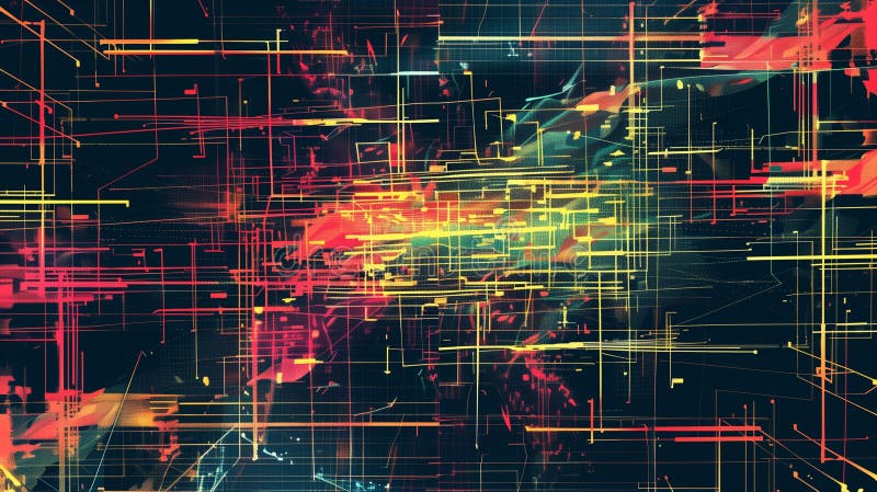 Abstract Digital Glitch Background with Distorted Lines and Pixels ...