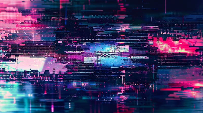 Abstract Digital Glitch Background with Distorted Pixels and Glitchy ...