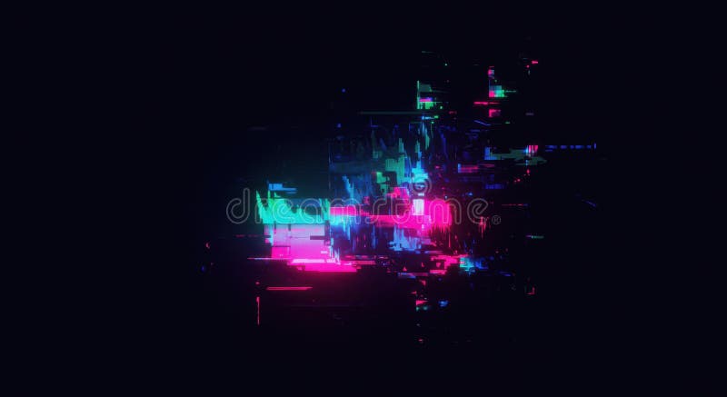 Abstract Digital Glitch Background Neon Lights Distorted Patterns Stock ...