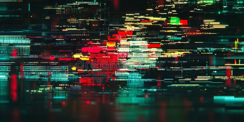 Abstract Digital Glitch Effect with Fragmented Pixels and Distorted ...