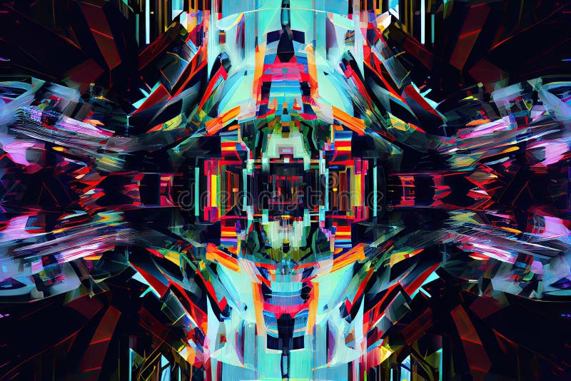 An Abstract Digital Glitch Effect, with a Kaleidoscopic Array of Colors ...