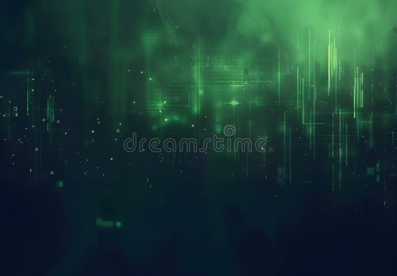 Abstract Digital Glitch Green Background Stock Illustration ...