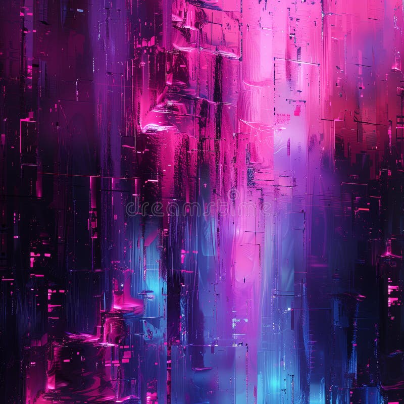 Glitch Noise Pattern with Deep Purple and Cyan Neon Accents Stock ...