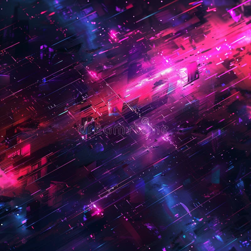 Glitch Noise Pattern with Deep Purple and Cyan Neon Accents Stock ...