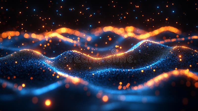 Abstract Digital Glowing Waveforms with Blue and Orange Lights ... Abstract Digital Glowing Waveforms with Blue and Orange Lights ...