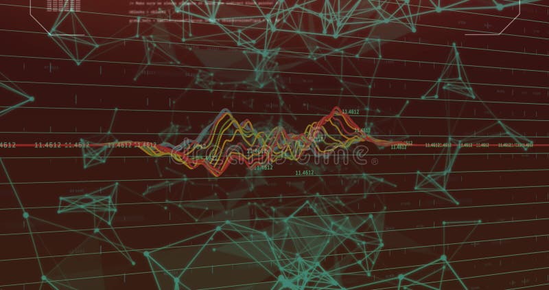 Abstract Digital Graph with Fluctuating Lines and Geometric Shapes ...