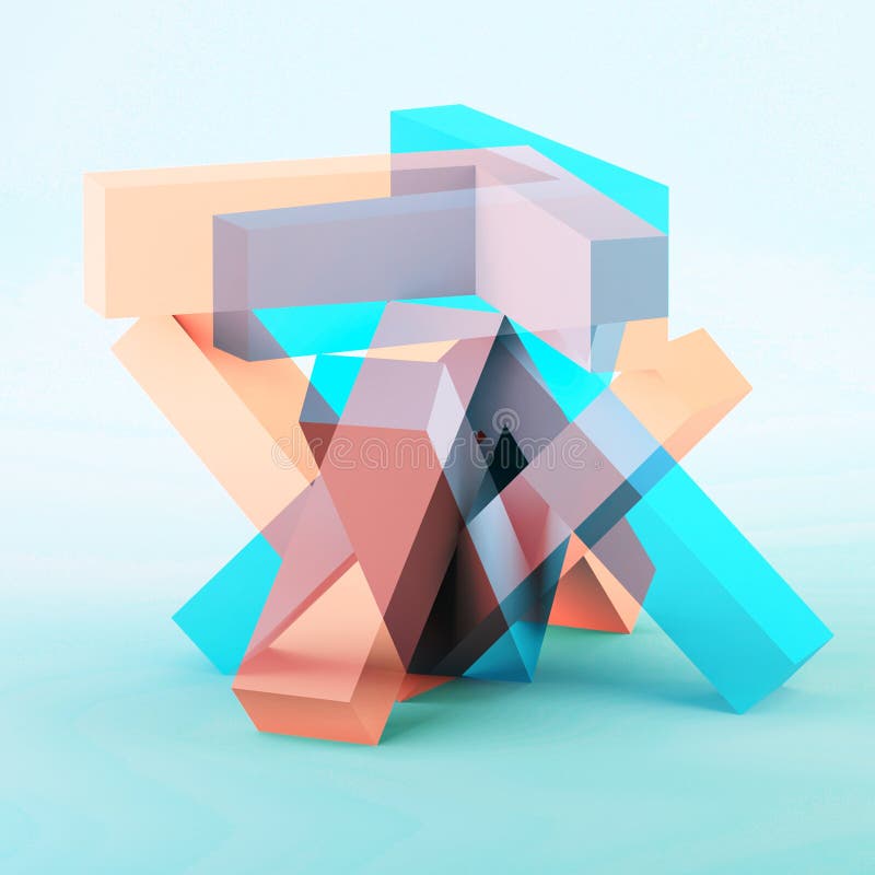 3d Art, Colorful Geometric Installation Stock Illustration ...