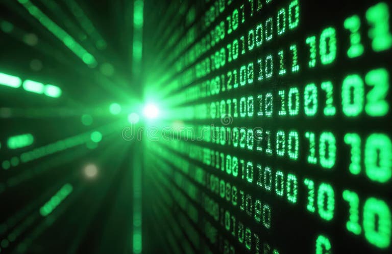 Abstract Digital Green Binary Code Background. Futuristic Cyberspace ...