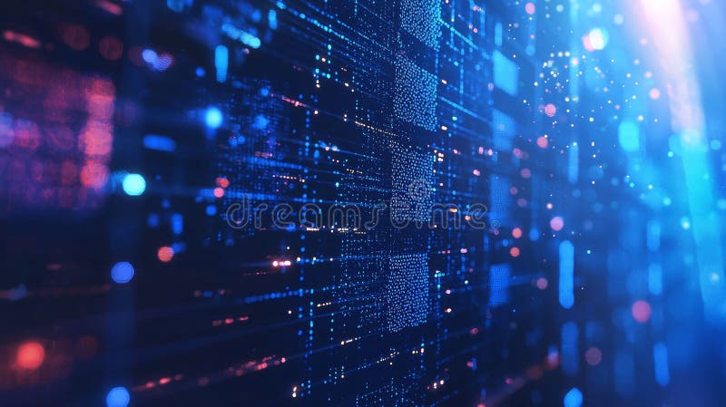 Abstract Digital Grid with Blue and Red Light Particles Stock Photo - Image of network, hightech ...