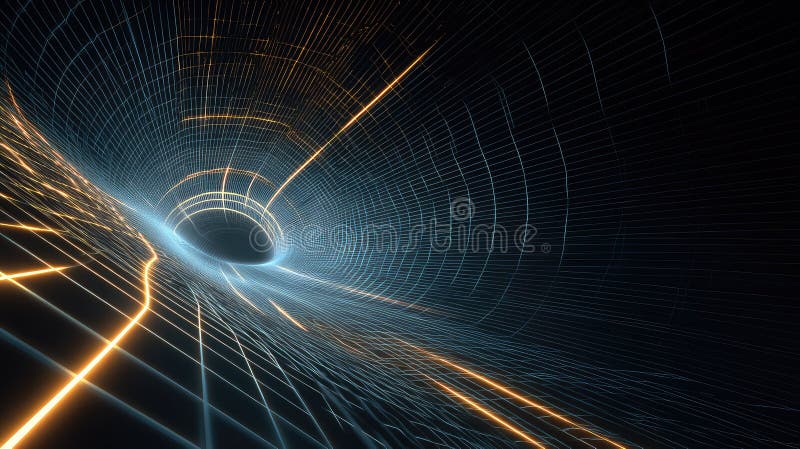 Abstract Digital Grid Creating Wormhole Tunnel Effect Stock Photo - Image of cosmic, background ...