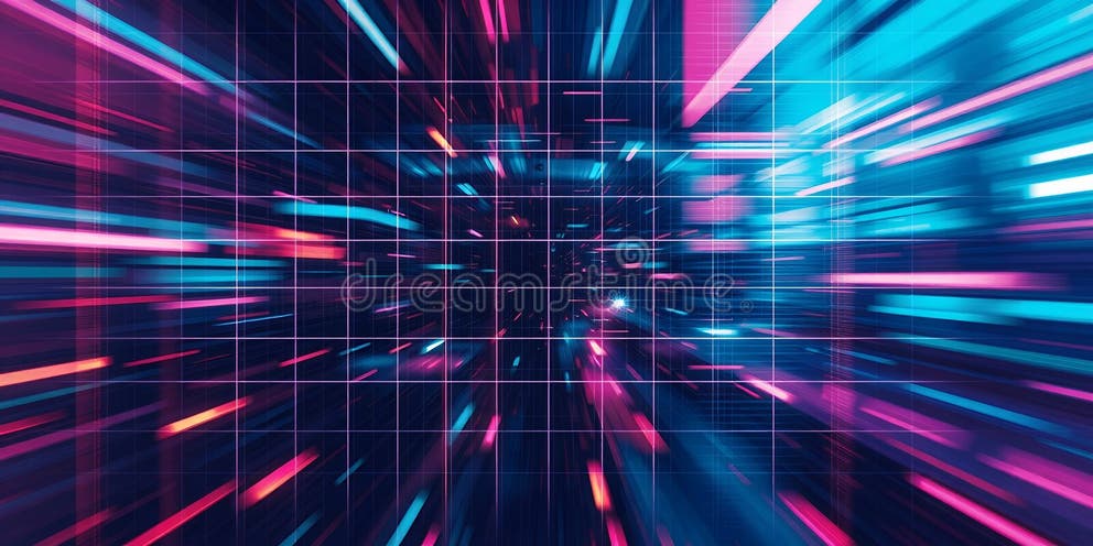 Abstract Digital Grid with Glowing Lines Stock Illustration ...