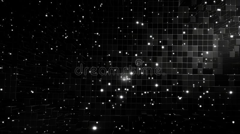 Abstract Digital Grid Universe with Sparkling Stars Background Stock ...