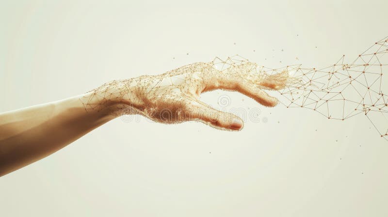 Abstract Digital Hand Dissolving into a Network of Connections Stock ...