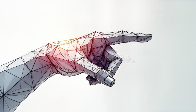 Abstract Digital Hand Points Forward. Geometric Design with Polygons ...