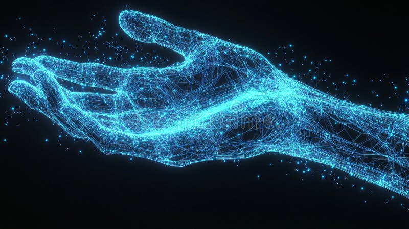 Abstract Digital Hand Reaching Out Futuristic Technology Network ...