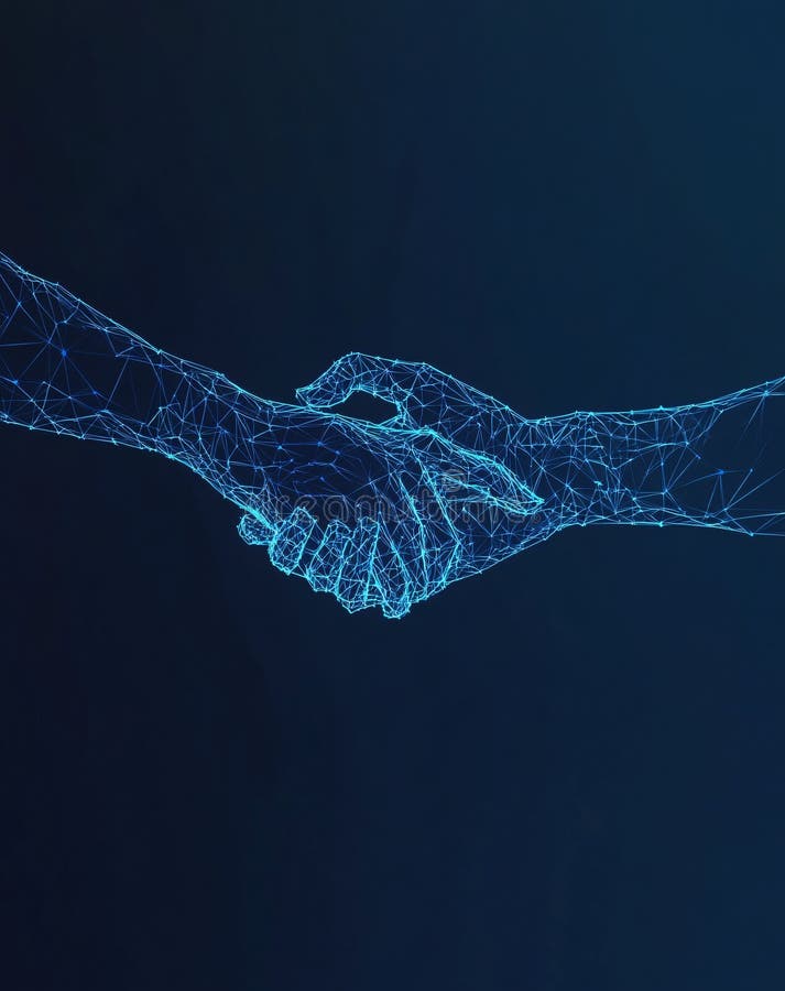 Abstract Digital Handshake Connection Network High Quality Image Stock ...