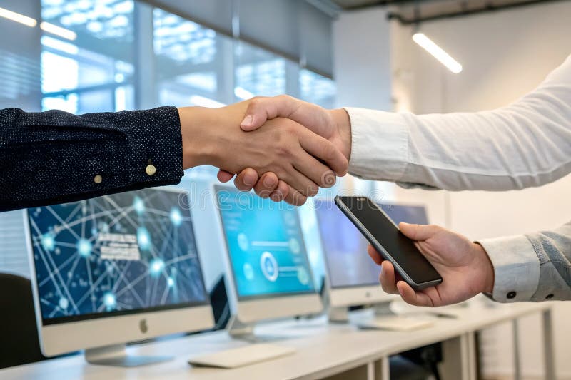 Digital Handshake a Symbol of Connection in the Digital Age Stock ...