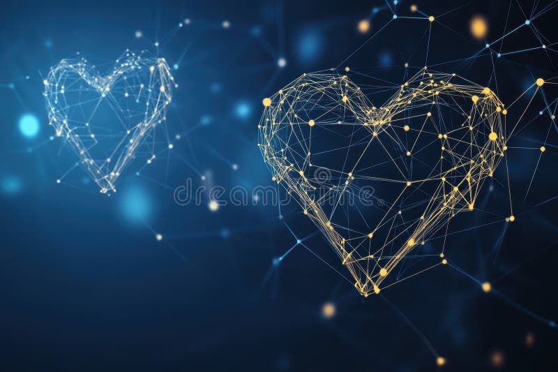 Abstract Digital Heart Connections in Futuristic Network Design Stock ...