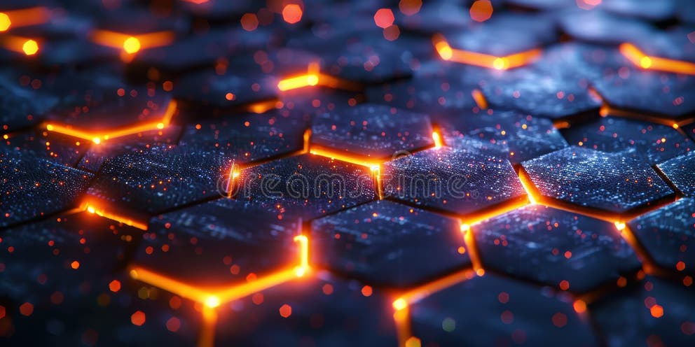 Abstract Digital Hexagon Pattern. Created by Generative Artificial ...