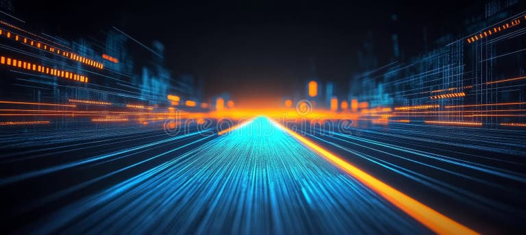 Abstract Digital Highway Futuristic Data Stream Visualization with Blue ...