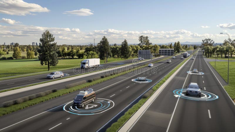 Abstract Digital Highway Network with Glowing Lines, Representing Data ...