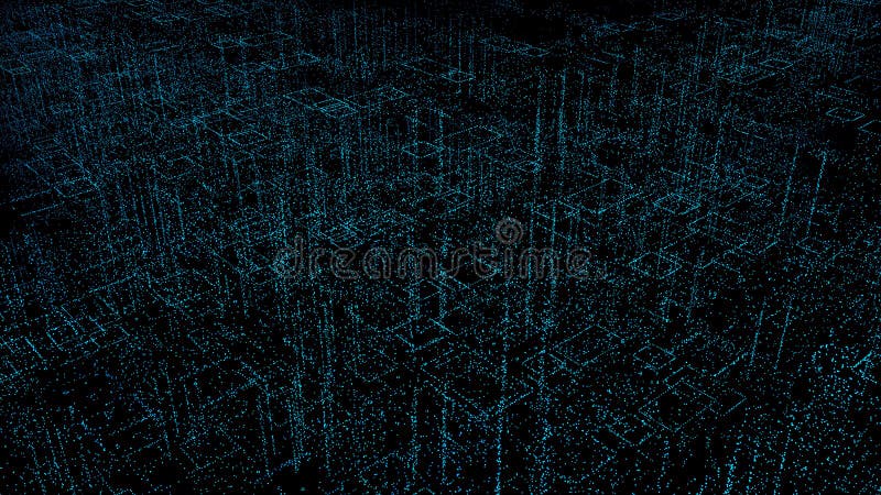 Abstract Digital Hologram 3D Illustration of City with Futuristic ...