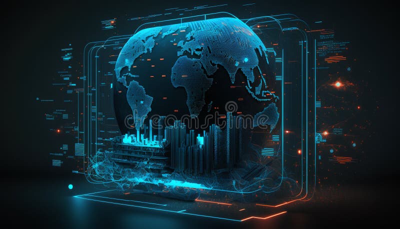 Abstract Digital Hologram of Planet Earth. Technology Concept Stock ...