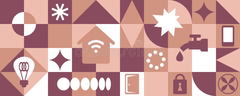 Abstract Digital House Control System Banner. Concept Smart Home with ...