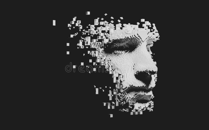 Abstract Digital Human Face. Stock Illustration - Illustration of ...