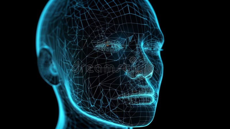 Abstract Digital Human Face. Artificial Intelligence Stock Illustration ...