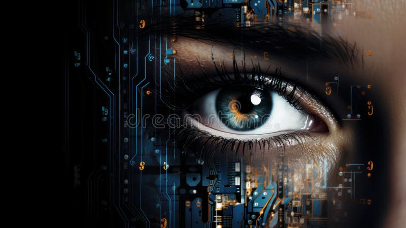 Abstract Digital Human Face. Artificial Intelligence Concept of Big ...
