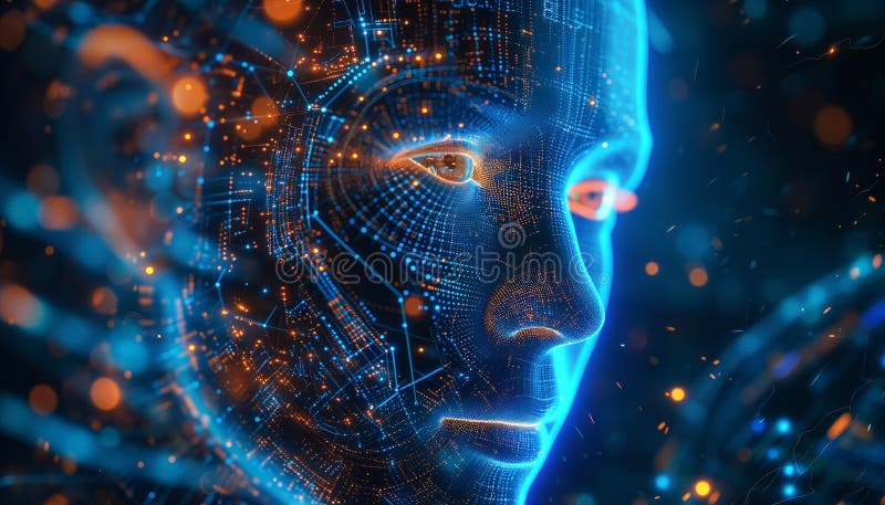 Abstract Digital Human Face Stock Illustration - Illustration of ...