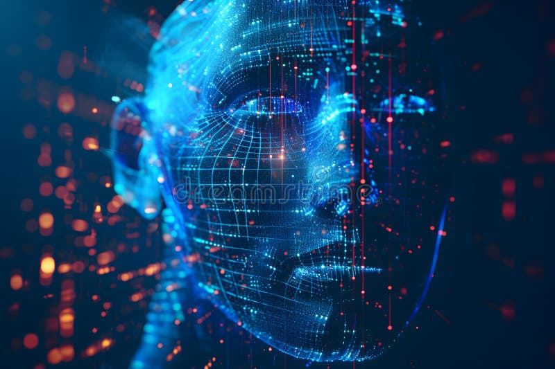 Abstract Digital Human Face Stock Illustration - Illustration of human ...