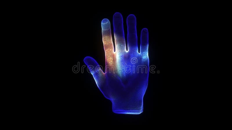 Abstract Digital Human Hand Touching on Glowing Dot. Hand of Glowing ...