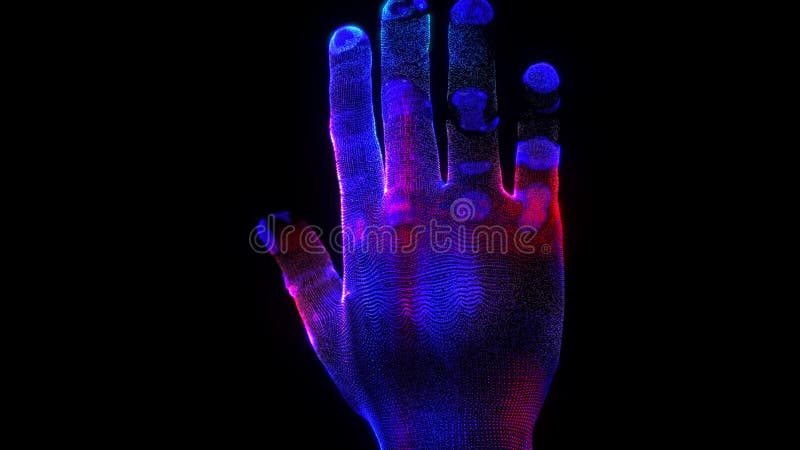 Abstract Digital Human Hand Touching on Glowing Dot. Hand of Glowing ...
