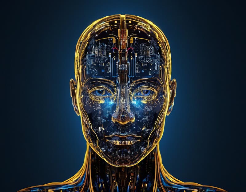 Abstract Digital Human Head Constructed from Electrical Circuits, AI ...