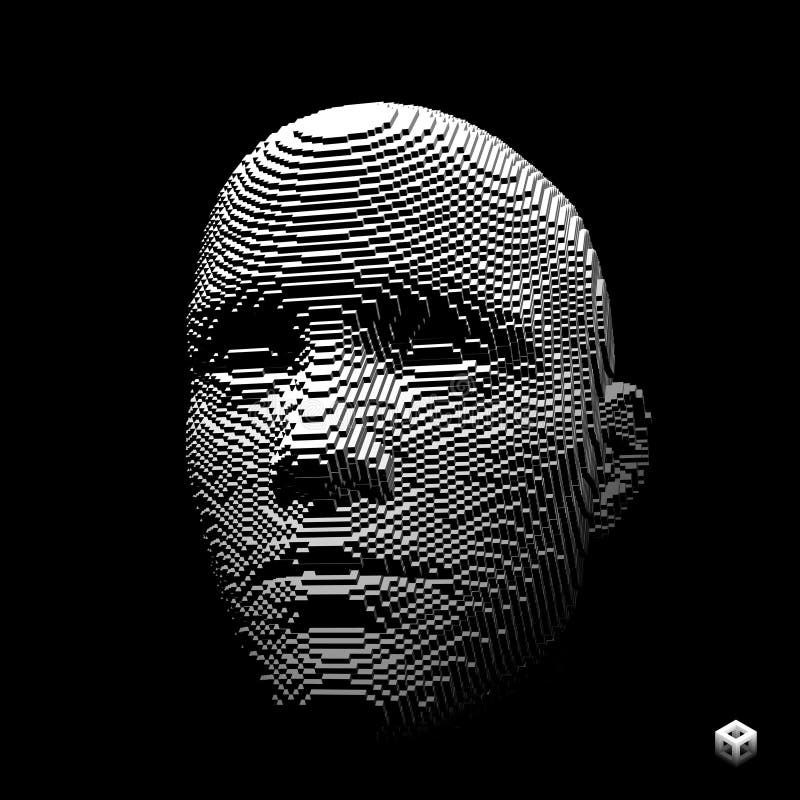 Abstract Digital Human Head Constructing from Cubes. Minimalistic ...
