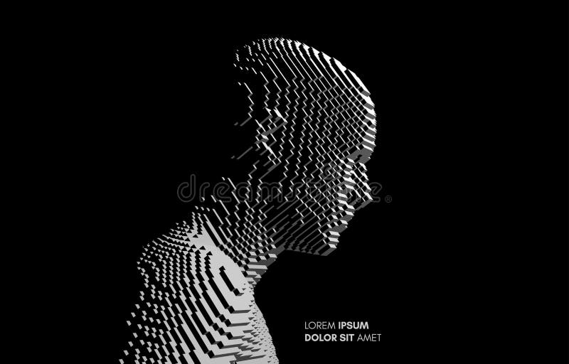 Abstract Digital Human Head Constructing from Cubes. Minimalistic ...