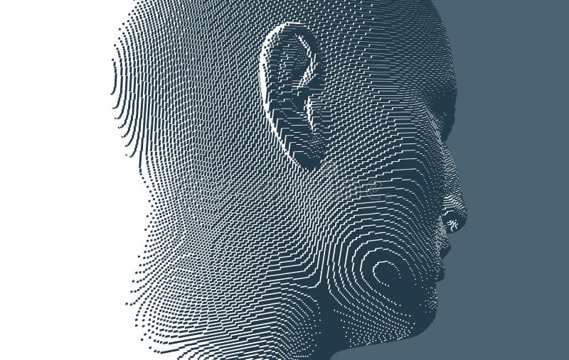 Abstract Digital Human Head Constructing from Cubes. Minimalistic ...