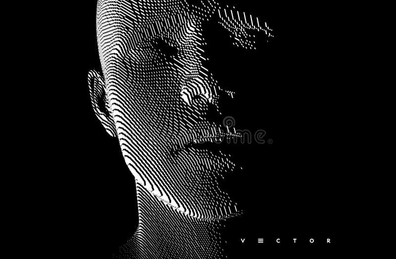 Abstract Digital Human Head Constructing from Cubes. Minimalistic ...