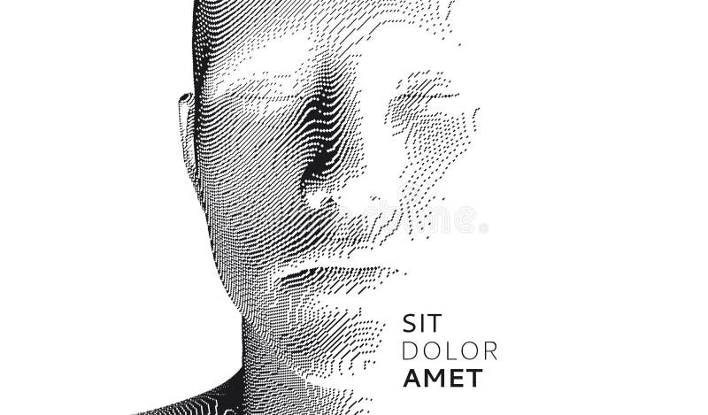 Abstract Digital Human Head Constructing from Cubes. Minimalistic ...