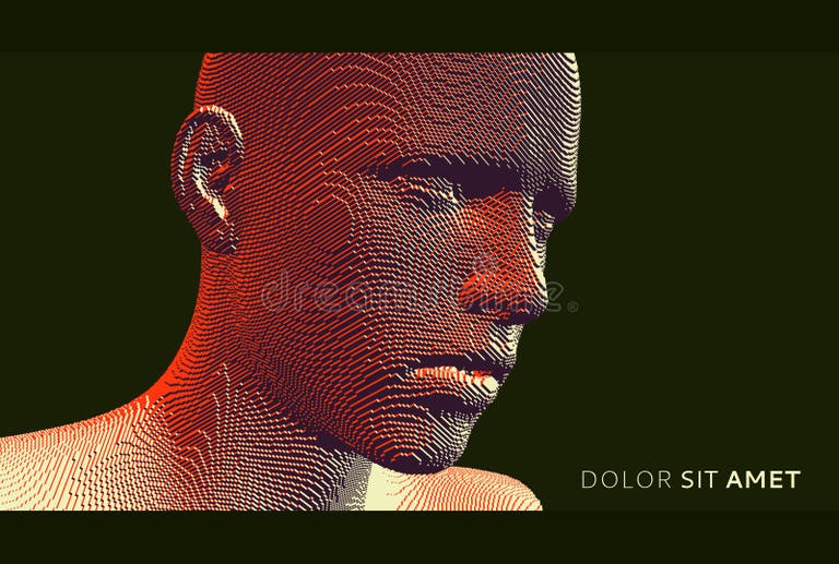 Abstract Digital Human Head Constructing from Cubes. Minimalistic ...