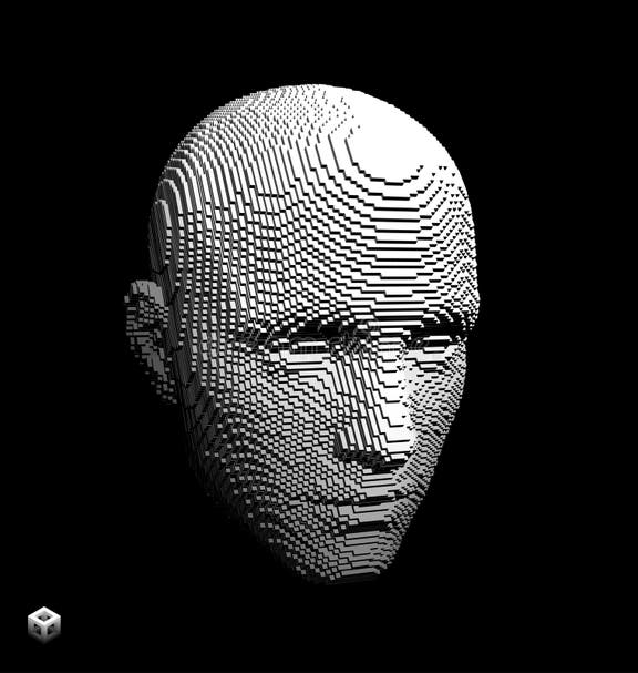 Abstract Digital Human Head Constructing from Cubes. Minimalistic ...