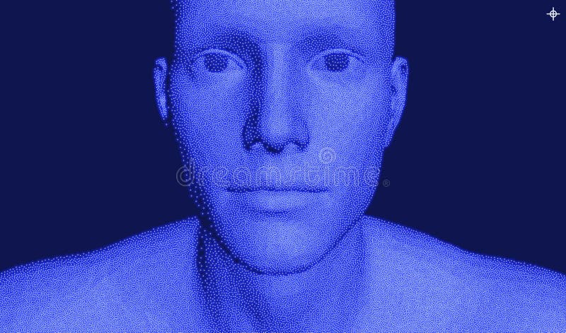 Abstract Digital Human Head. Technology and Robotics Concept. 3D Vector ...