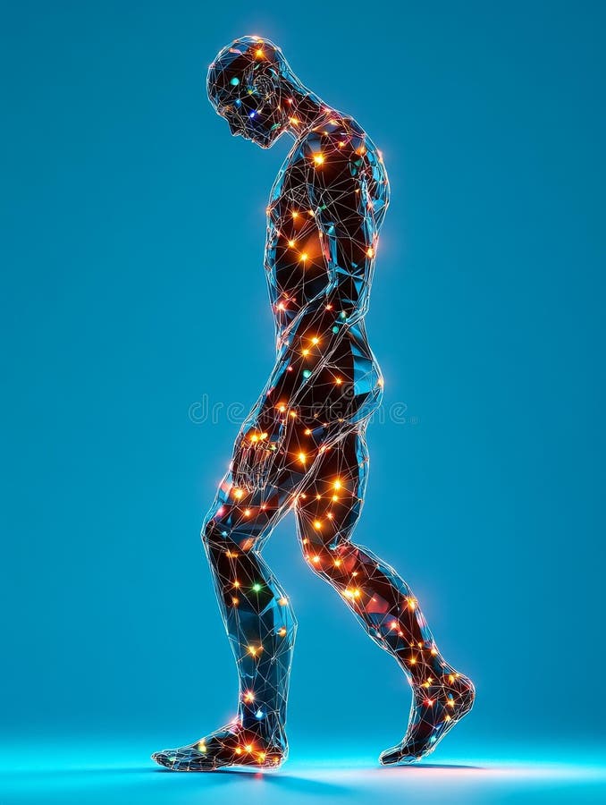 Networked Human Form in Motion Abstract Digital Human Network Walking ...