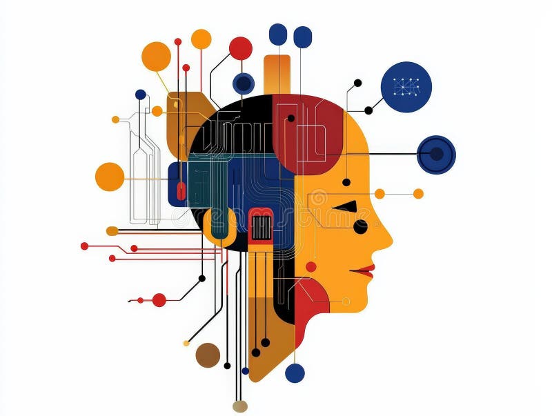 Abstract Digital Human Profile Design Stock Illustration - Illustration ...