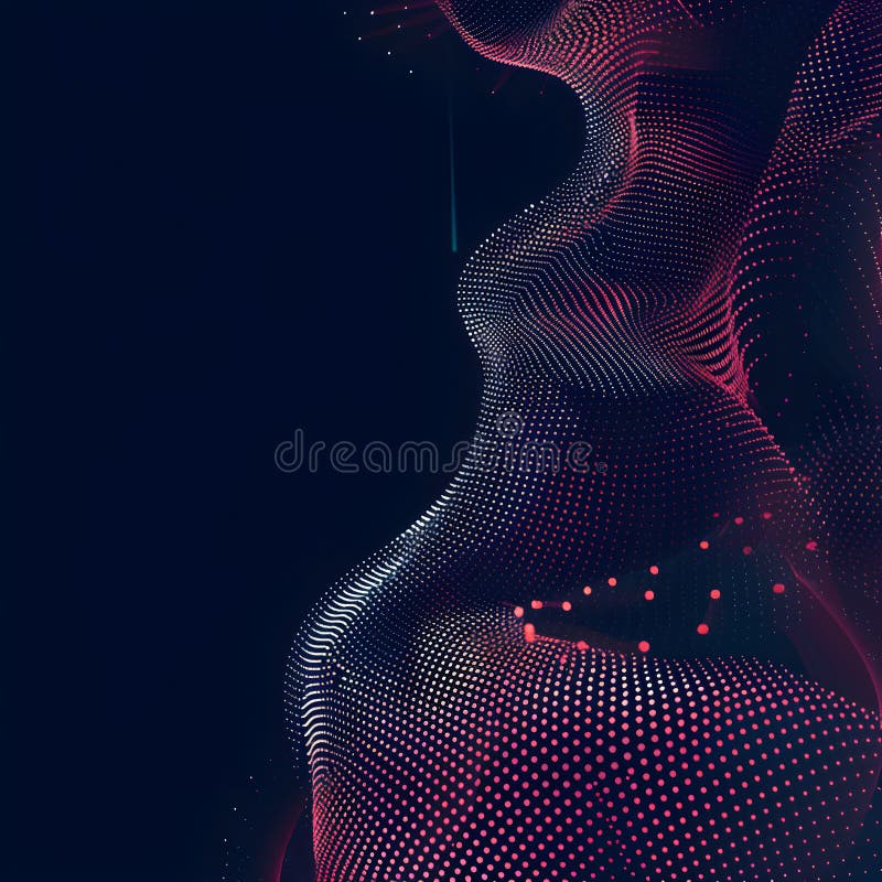 Abstract Digital Human Profile with Particle Waves Stock Image - Image ...