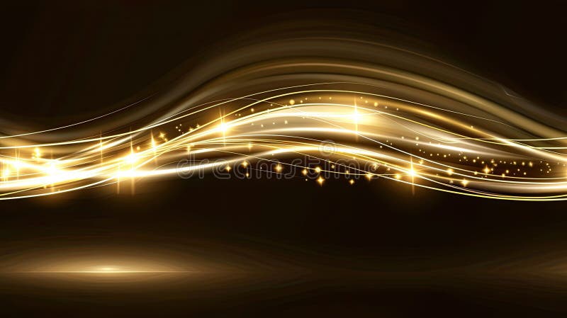 Abstract Digital Illustration of Black, White, and Gold Swirling Waves ...