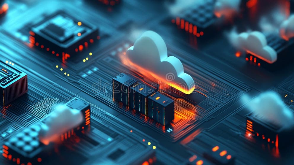 Abstract Cloud Computing Server Network Digital Technology Data Center Illustration Web Board ...