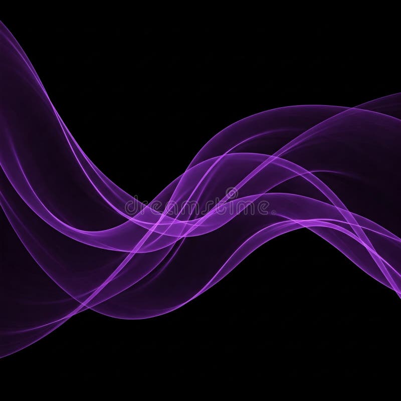 Abstract Flowing Purple Light Waves on a Dark Background Stock ...